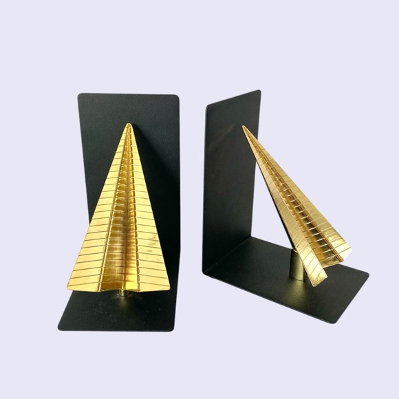 Accents | Retro Mcm Style Golden Paper Airplane Bookends Set Of 2 ...